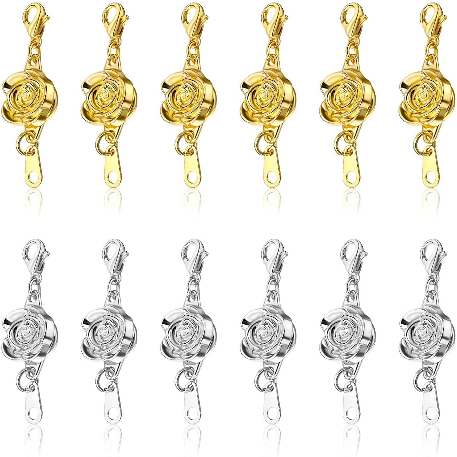 12Pcs Locking Magnetic Clasps Rose Jewelry Magnetic Clasp Necklace ...