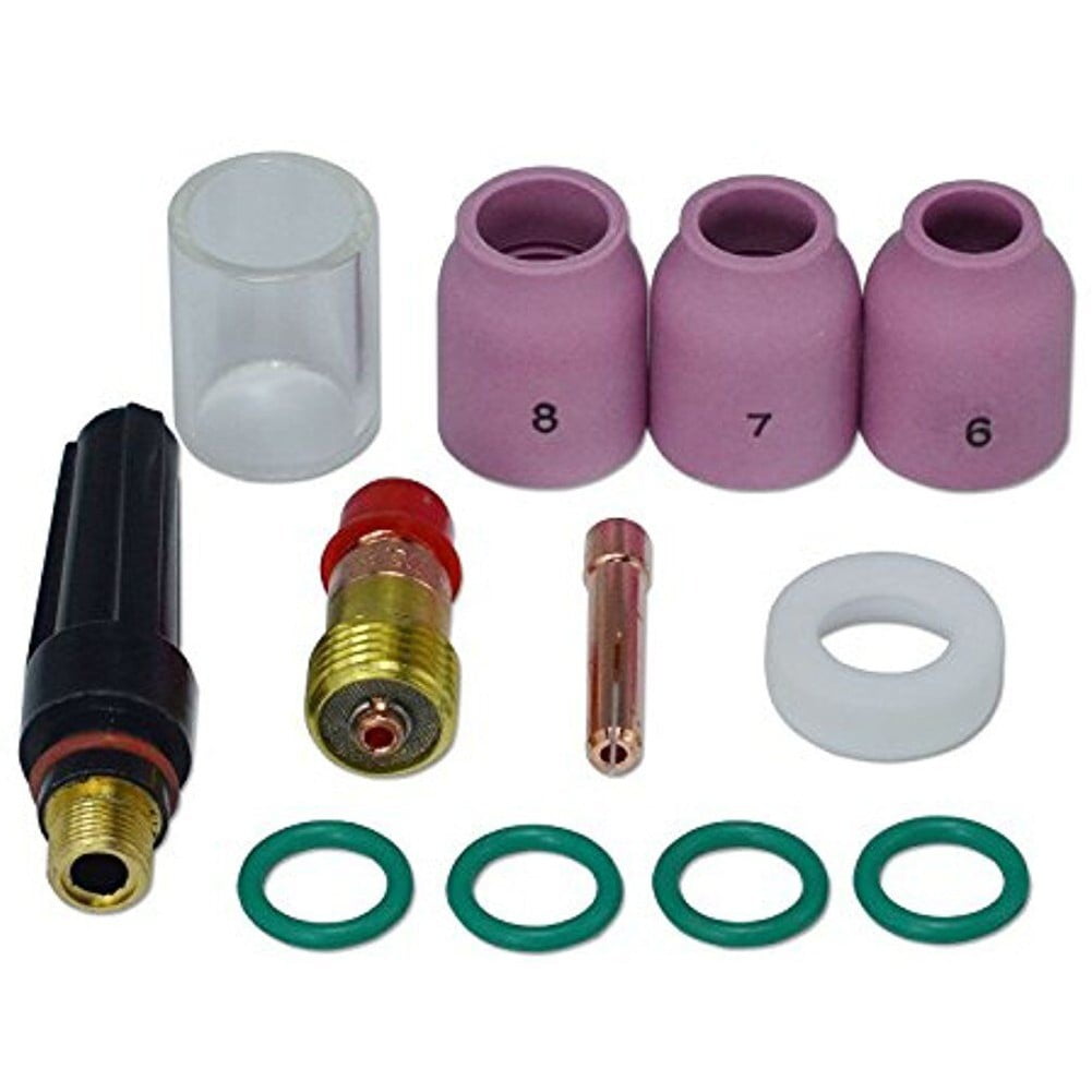 12Pcs/Lot Tig Welding Torch Nozzle Ring Cover Gas Lens Glass Cup Kit For Wp17/18/26 Welding ...