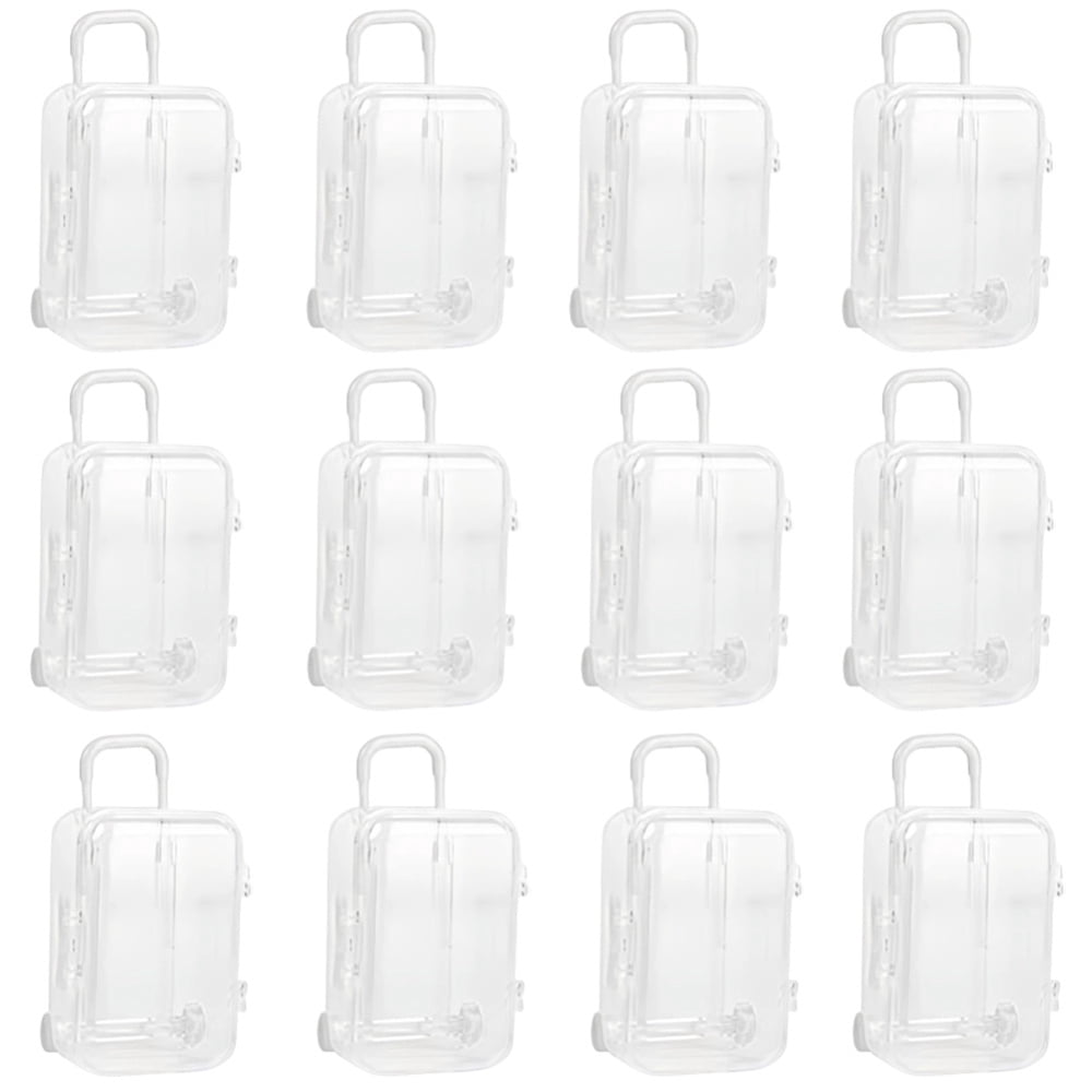 12Pcs Luggage Cases Transparent Plastic Candy Gift Storage Boxes Clear ...