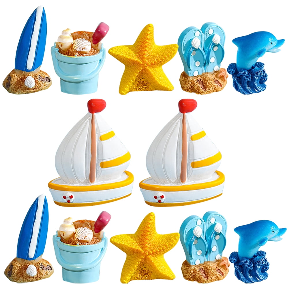 12Pcs Mediterranean Style Resin Microlandscape Decors Resin Ship Models ...