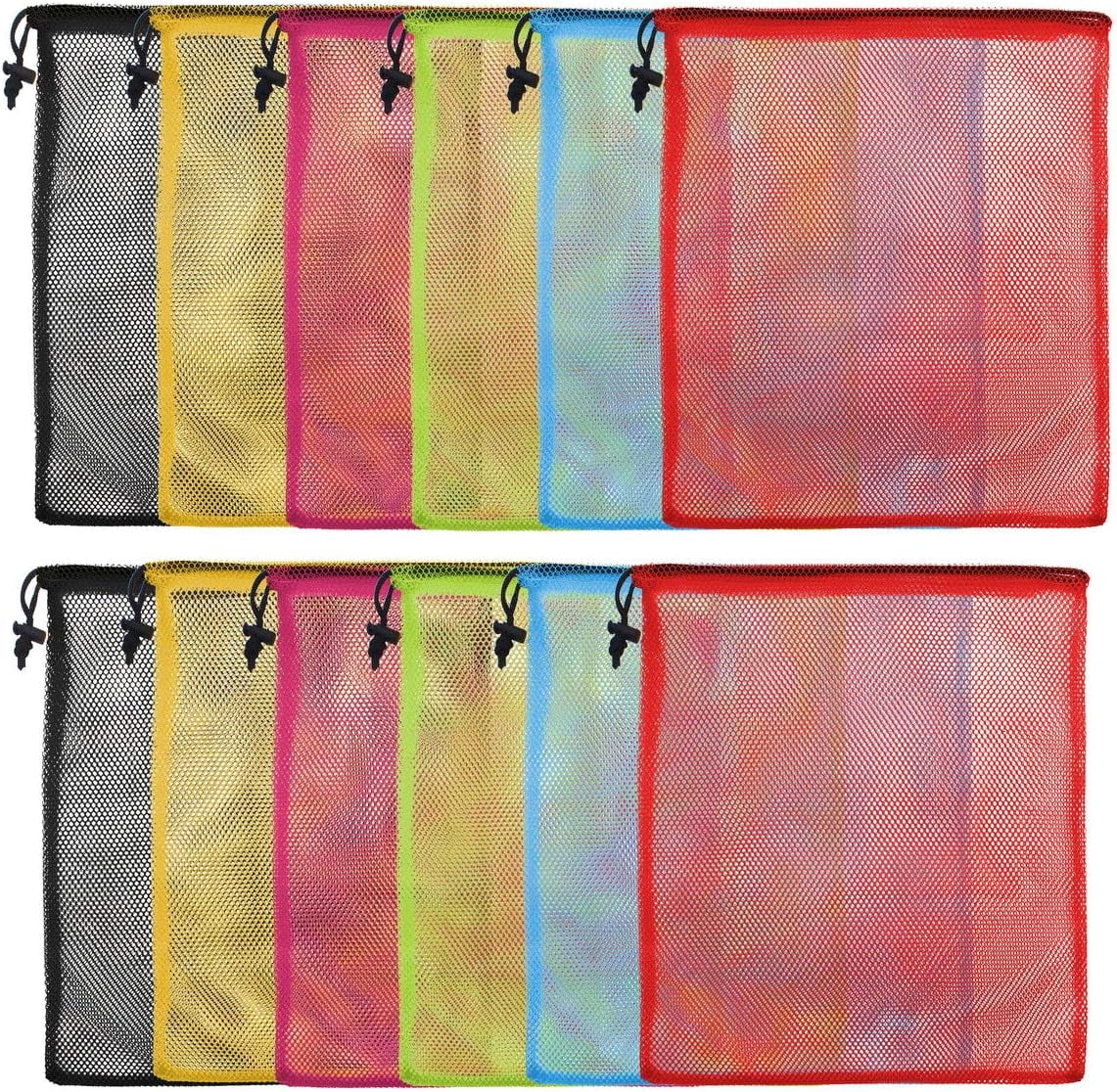 12Pcs Mesh Drawstring Bags Colorful Laundry Bag Small Travel Stuff Sack ...
