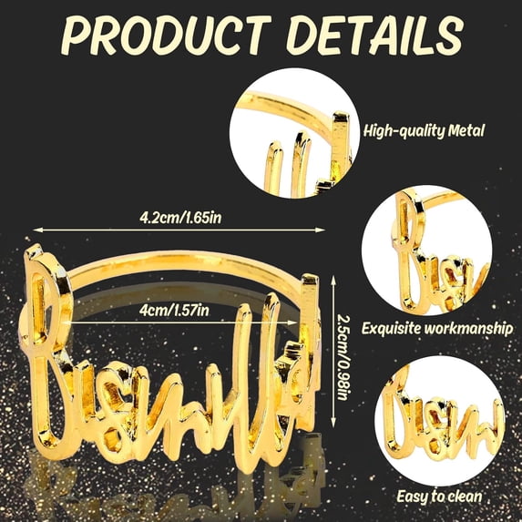 12Pcs Metal Gold Ramadan Metallic Napkin Holder Wedding Alphabet Dinner ...