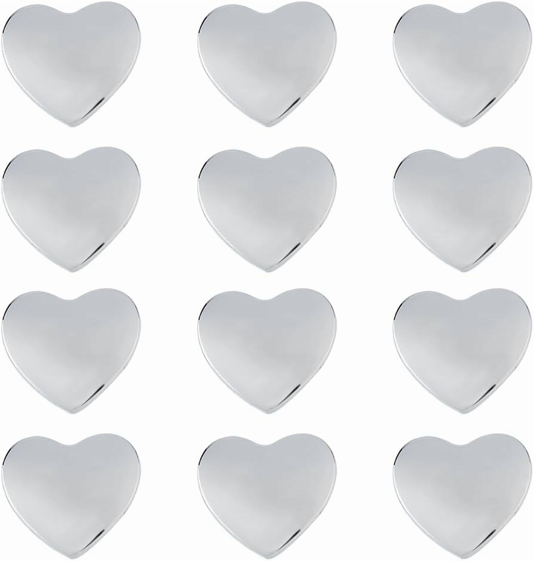 12Pcs Metal Heart Car Sticker Silver 3D Car Emblem Alloy Self Adhesive ...
