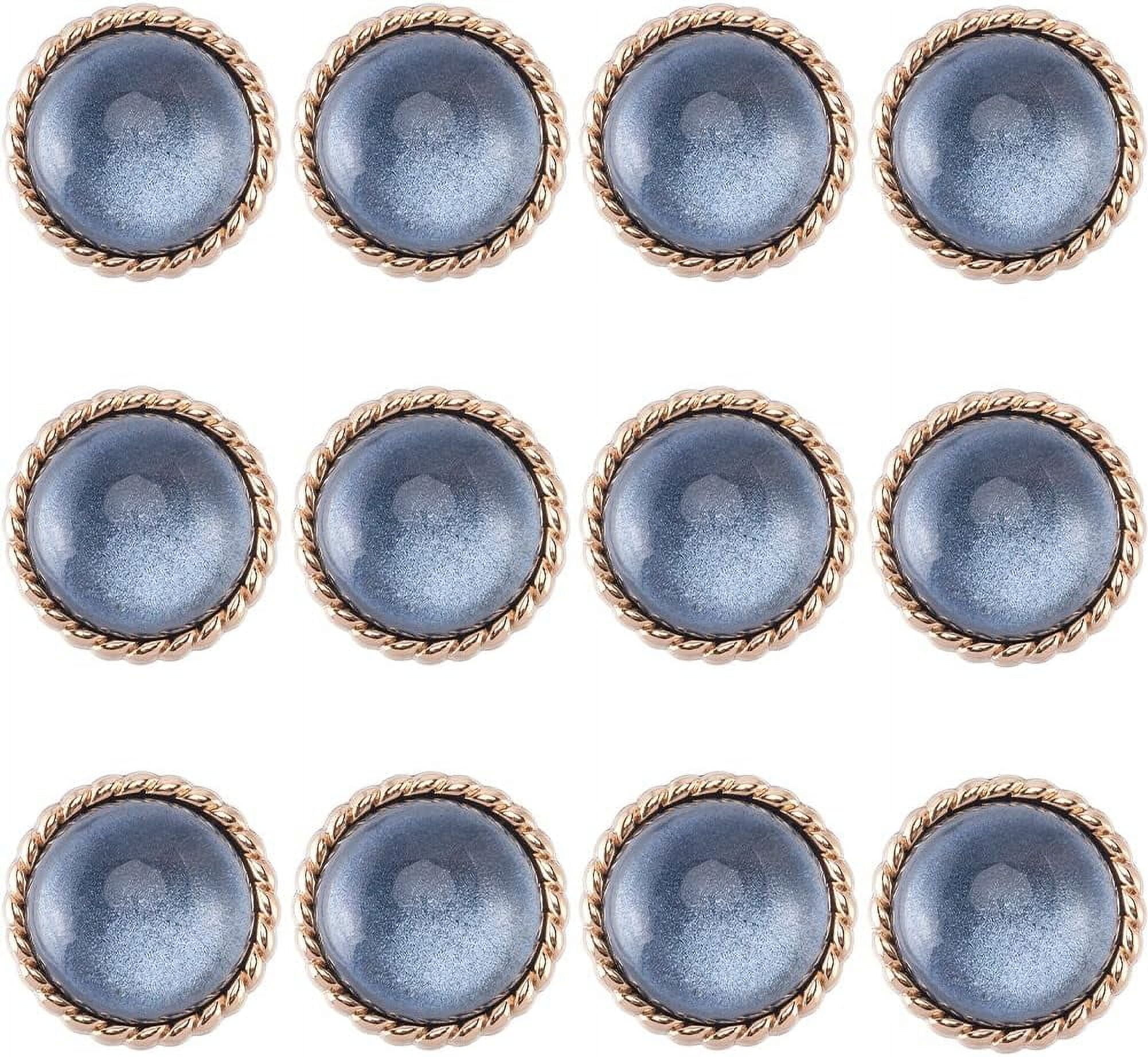 12Pcs Metal Shank Coat Buttons 25mm Clear Glass Dome Black Shimmer Layer Sewing Button Base ...