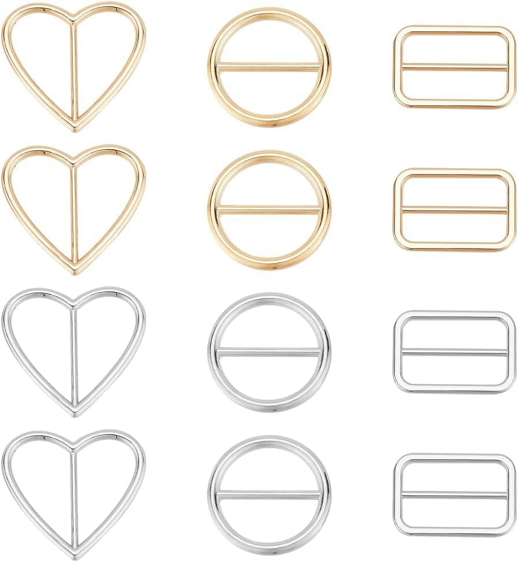 12Pcs Metal Tri-Glide Slide Buckles 6 Styles Triglide Strap Keeper ...