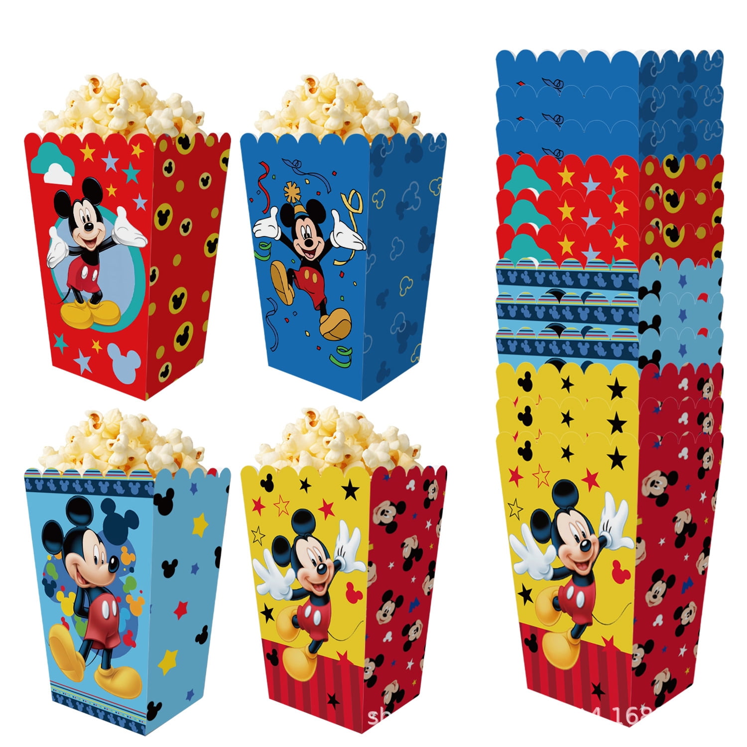 12Pcs Mickey Theme Popcorn Boxes Snack Treat Box Cookie Box Popcorn ...