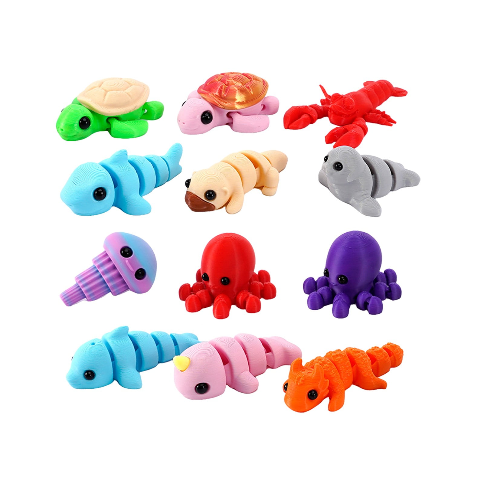 12Pcs Mini 3D Printed Animal Figurines Set With 4.9 Inches Dragon Egg ...
