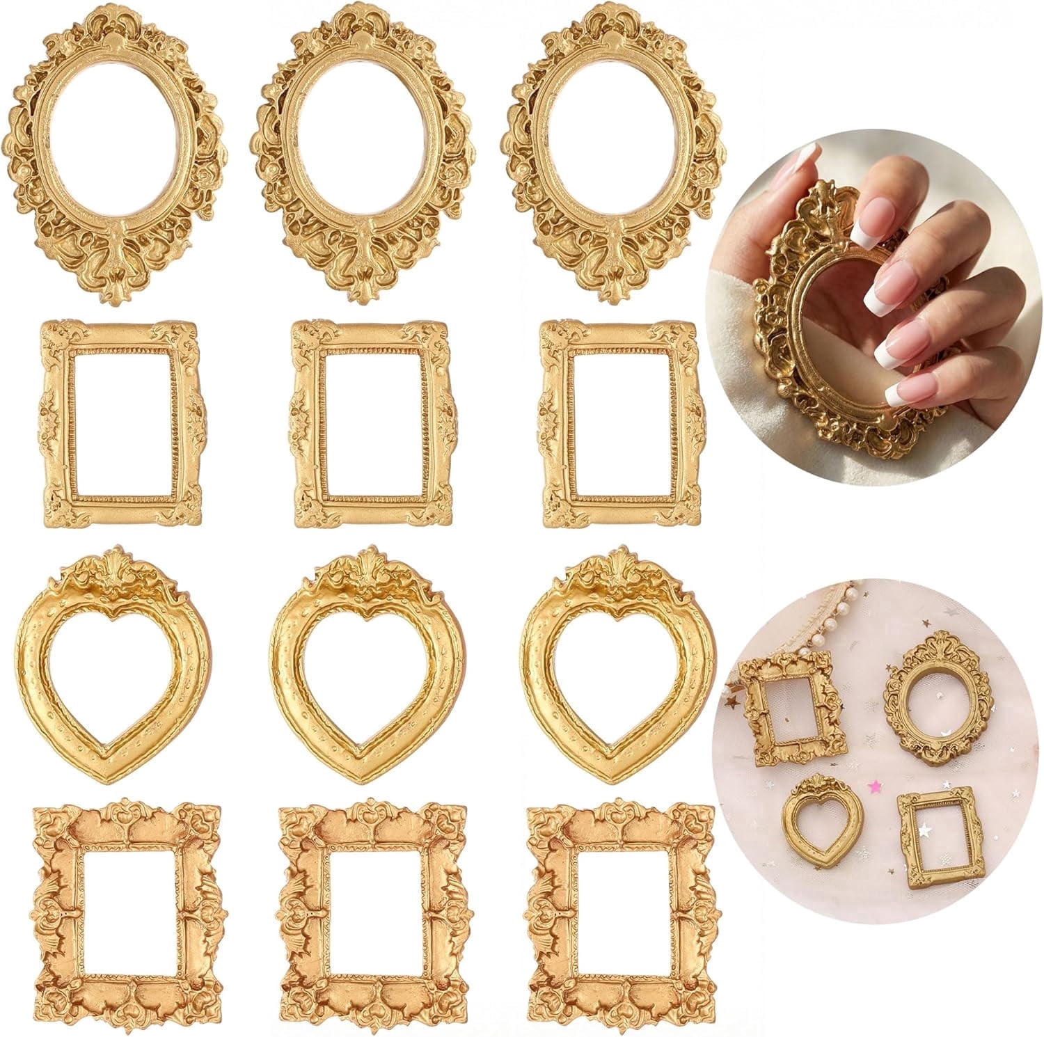 12Pcs Mini Gold Picture Frames, Antique Small Resin Frames for Jewelry ...