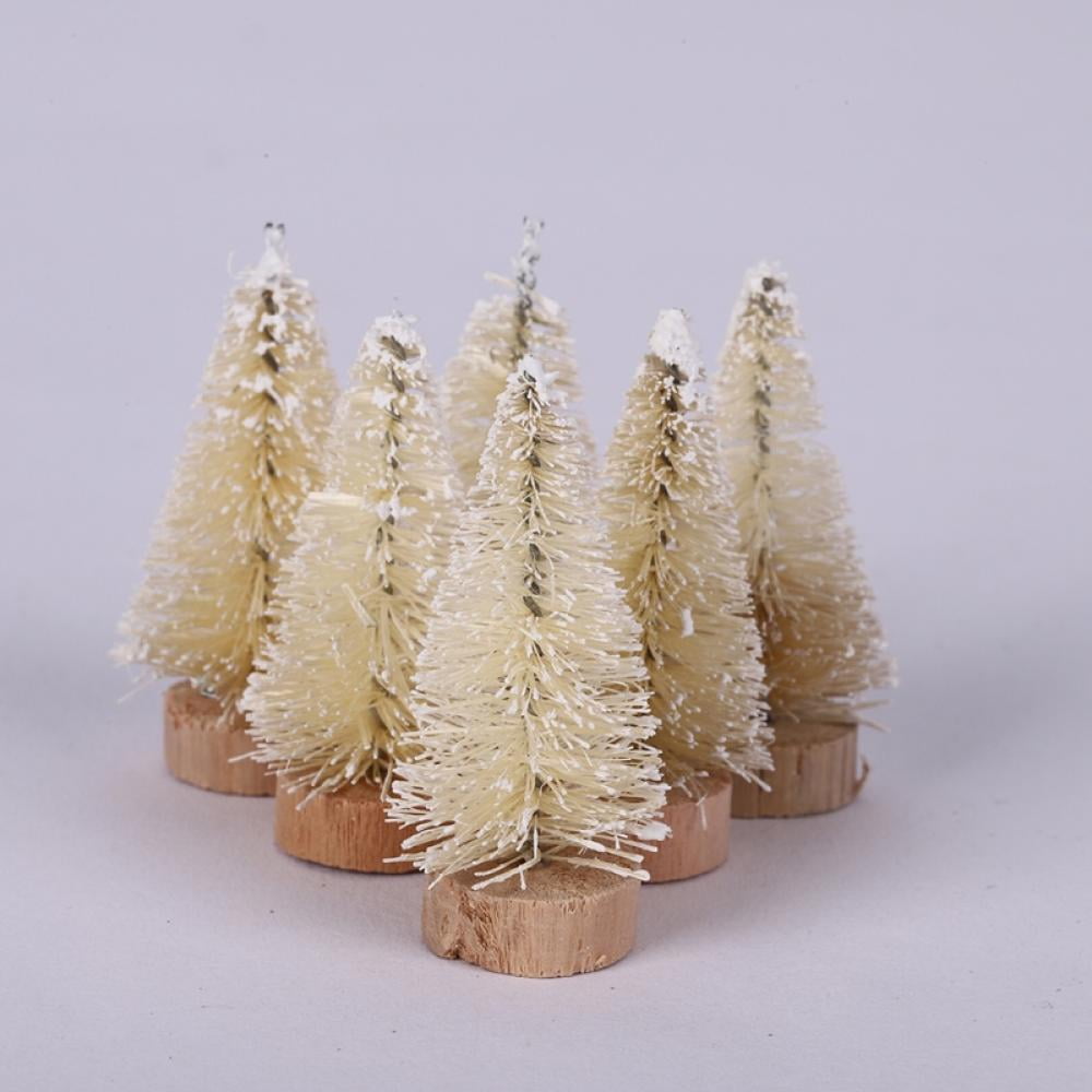 12Pcs Mini Sisal Trees with Wood Base Artificial Christmas Pine Trees ...