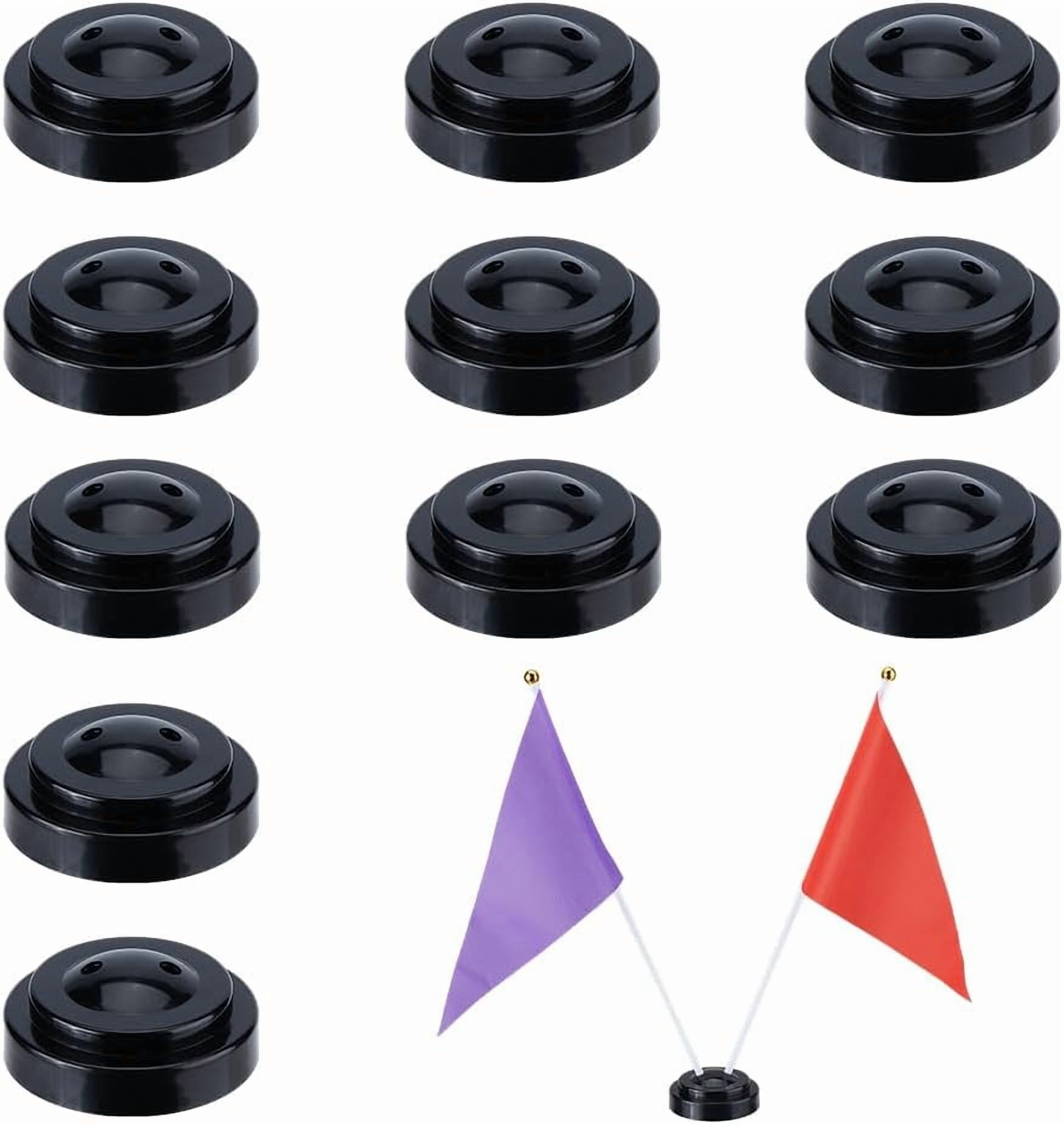 12Pcs Miniature Flag Stand Base Two Hole Desk Flag Holder Black Mini ...