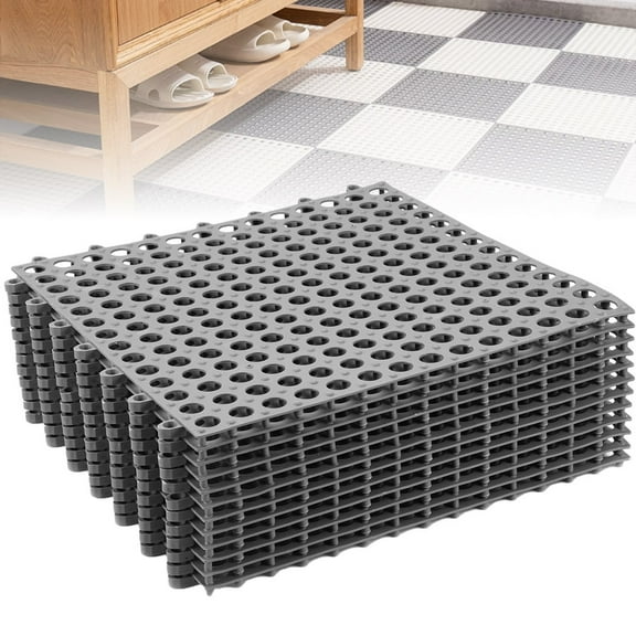 12Pcs Drainage Interlocking Floor Tiles 11.8" x 11.8", Modular Cushion ...