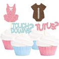 12Pcs Multicolor Glitter "Touchdowns or Tutus" Cupcake Toppers, Gender ...