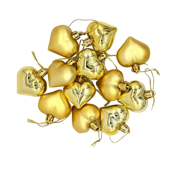 12Pcs New Heart Shaped 3D Baubles Hanging Ornaments With Hanging Loops ...