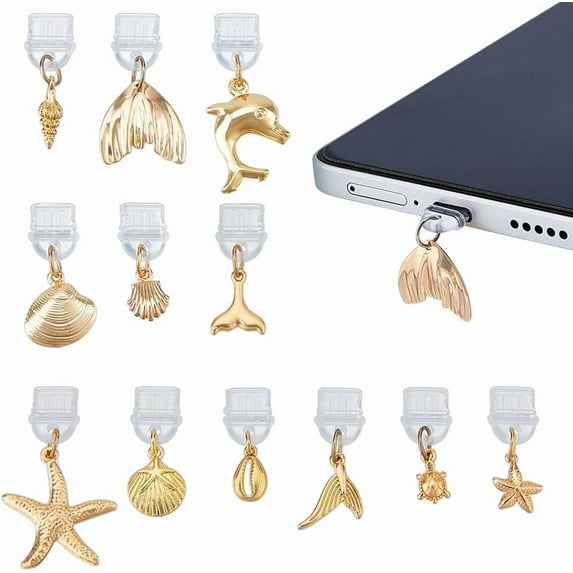12Pcs Ocean Theme Dust Plug Charms 0.9~1.4 Inch Mobile Dustproof Plugs ...