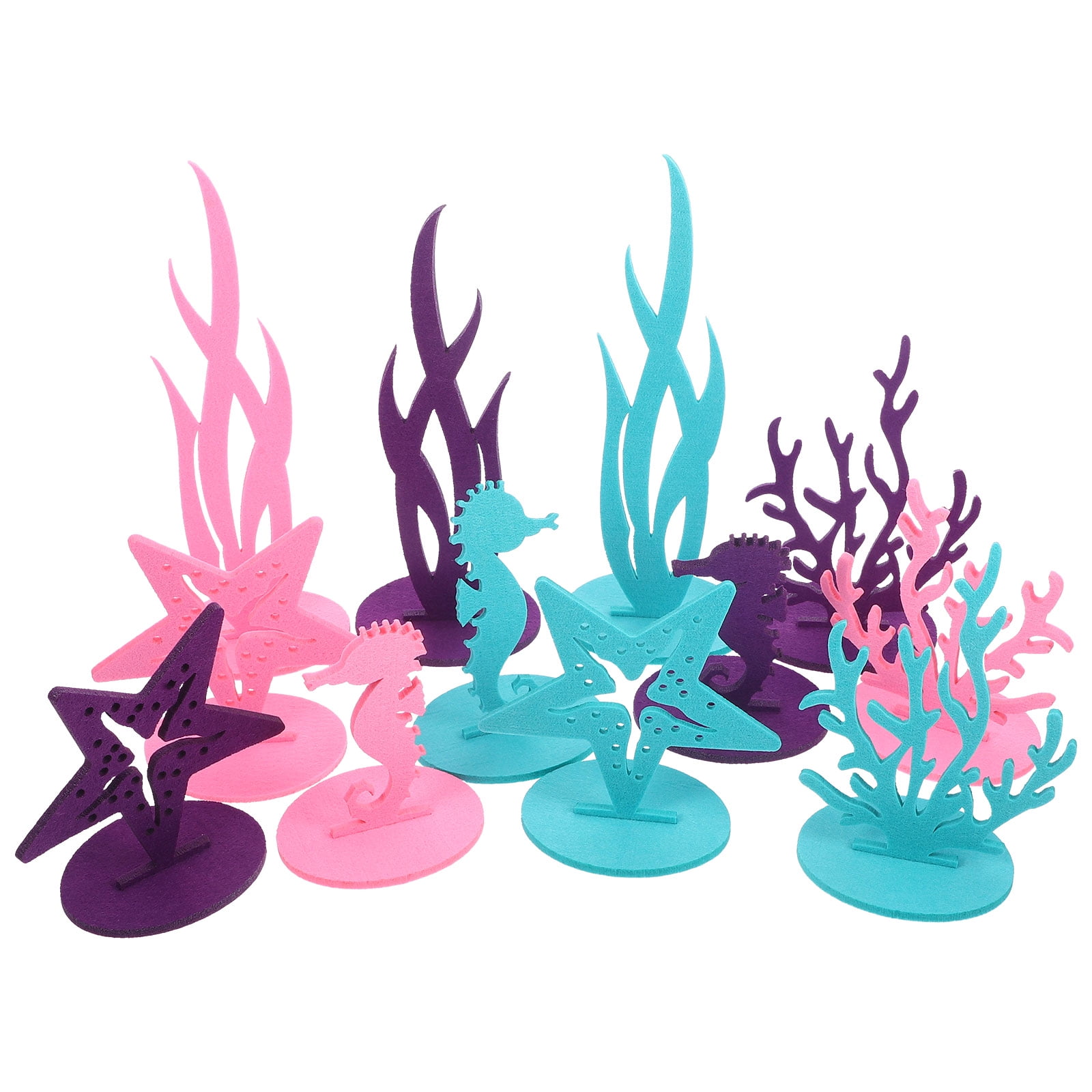 12Pcs Ocean Theme Table Ornament Mermaid Birthday Decoration Felt Table ...
