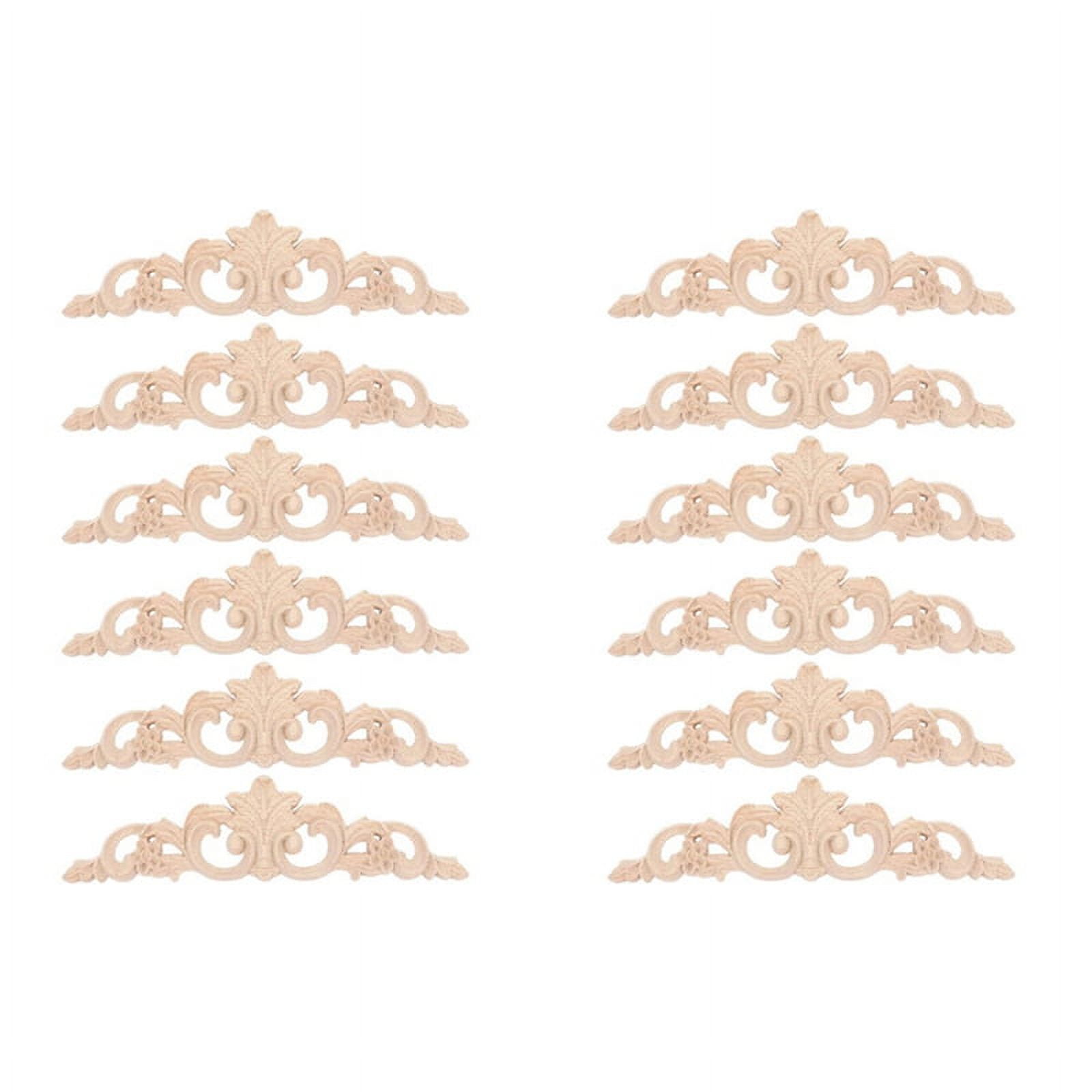12Pcs Onlay Wood Mouldings Wood Applique Wood Decal Carved Unpainted ...