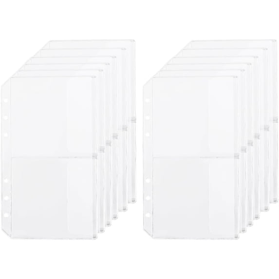 12Pcs PVC Binder Pages Sleeve Page Protectors Rectangle Clear 180x104x0 ...