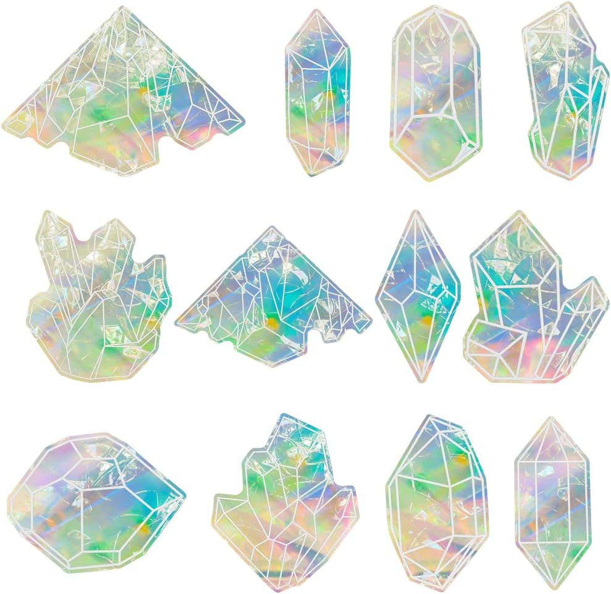12Pcs PVC Diamond Window Clings Diamond Waterproof Laser Window Static ...