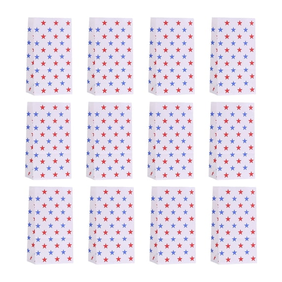 12Pcs Patriotic Star Paper Bags, White Star Treat Bags, 4th of July ...
