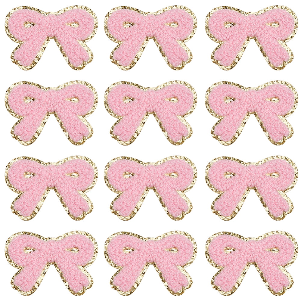 12Pcs Pink Knot Patches Iron On Applique Polyester Embroidered Lace ...
