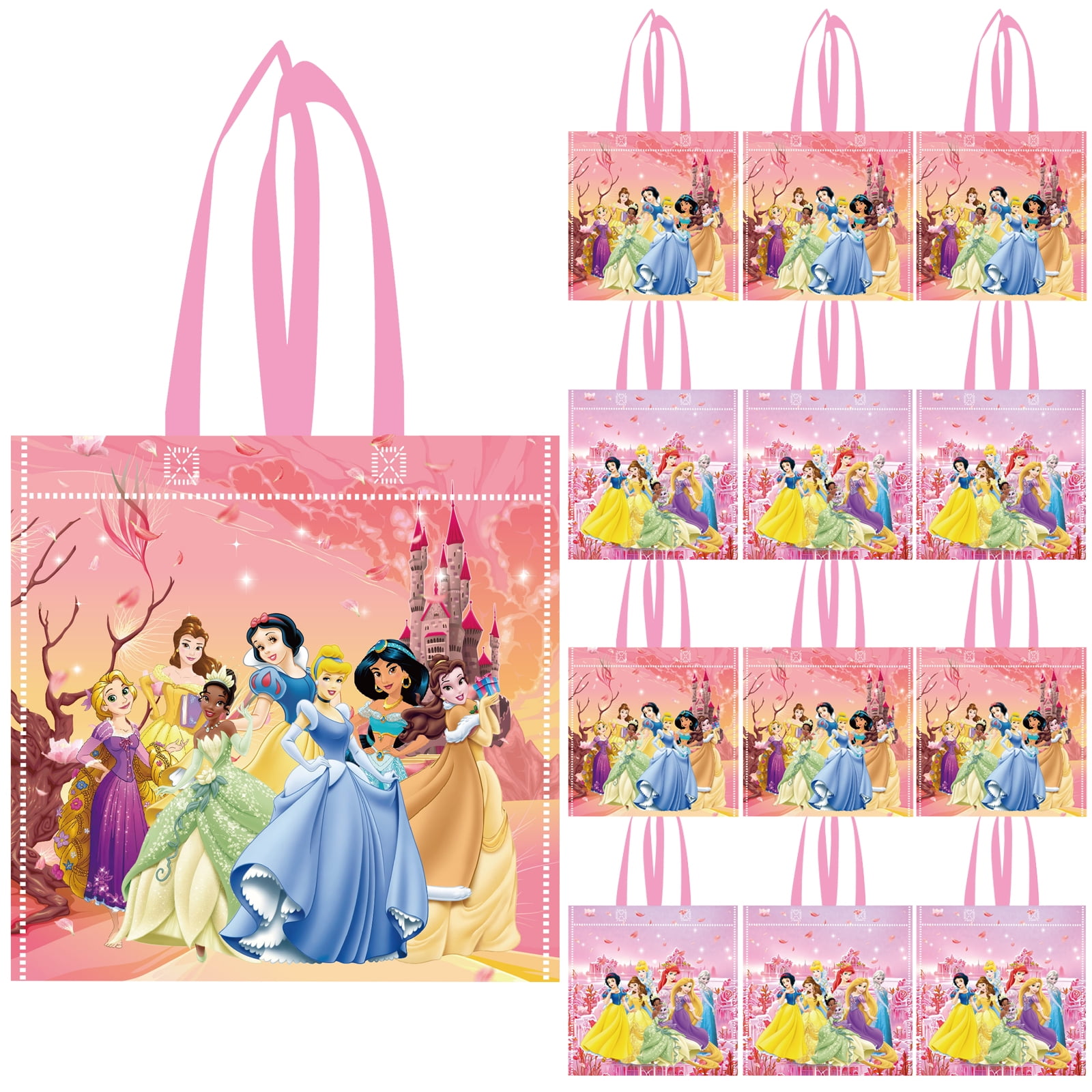 12Pcs Pink Princess Party Favor Bags Reusable Non-Woven Bags Pink ...