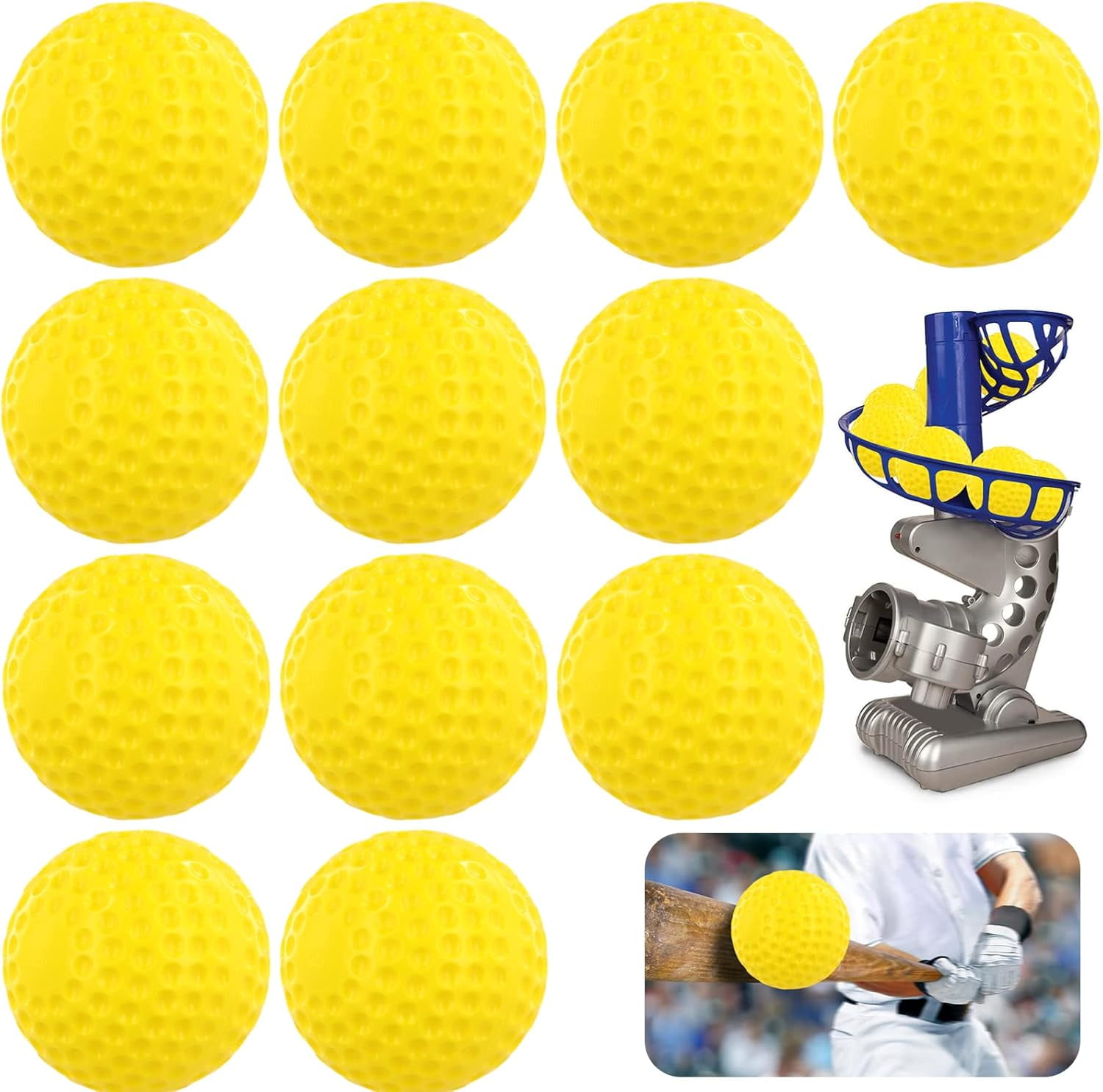 12Pcs Pitching Machine Baseballs, 9in Dimpled Practice Softballs ...