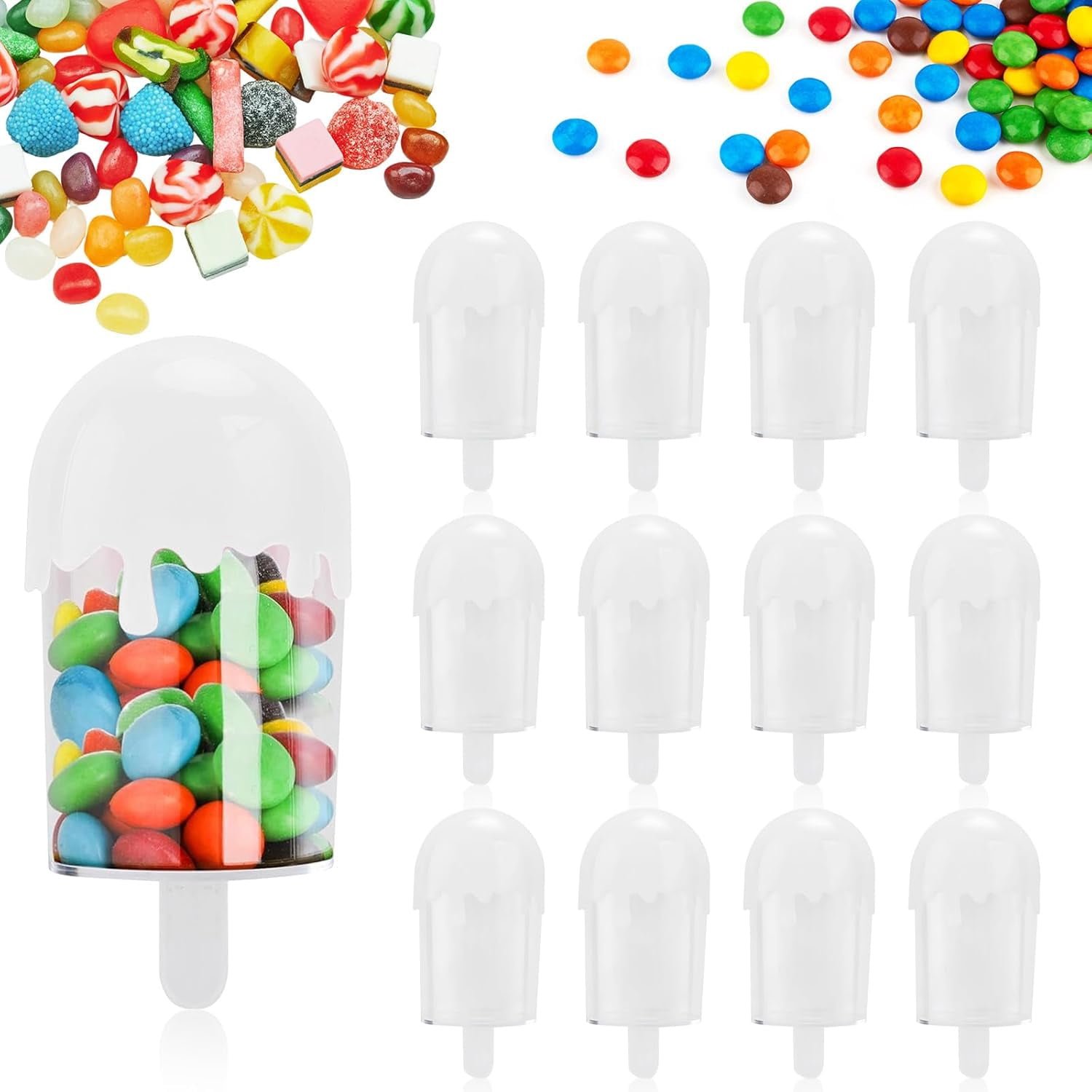 12Pcs Plastic Candy Case, 11x5cm Ice Cream Shape Candy Storage ...