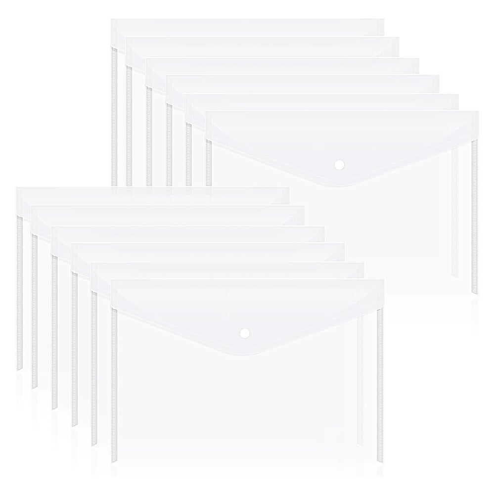12Pcs Plastic Document Envelopes with Snap Closure for A4 Size ...