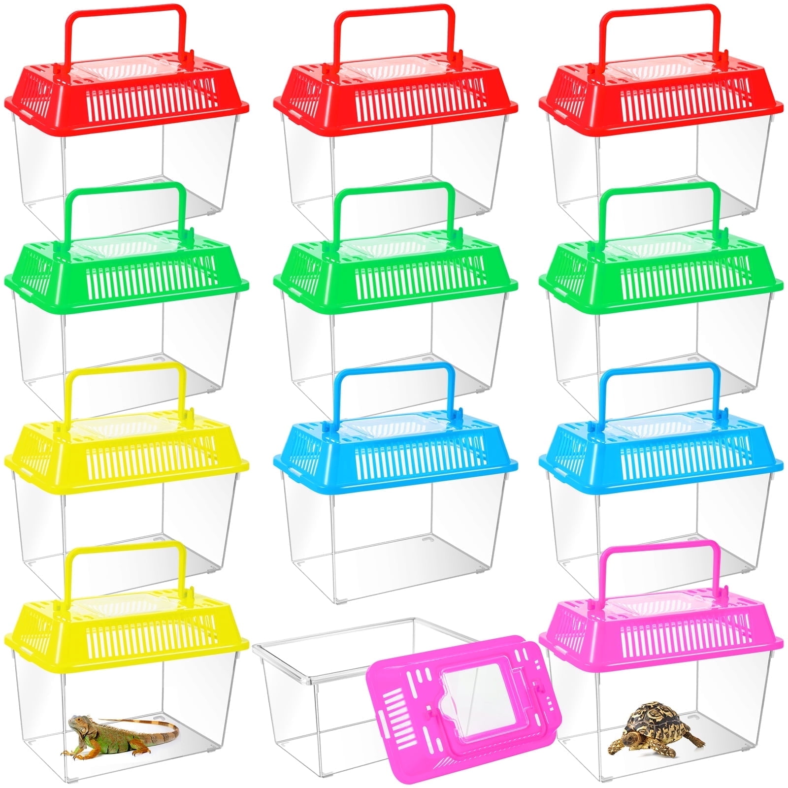 12Pcs Plastic Reptile Terrariums Carrier Cage, Tarantula Enclosure ...