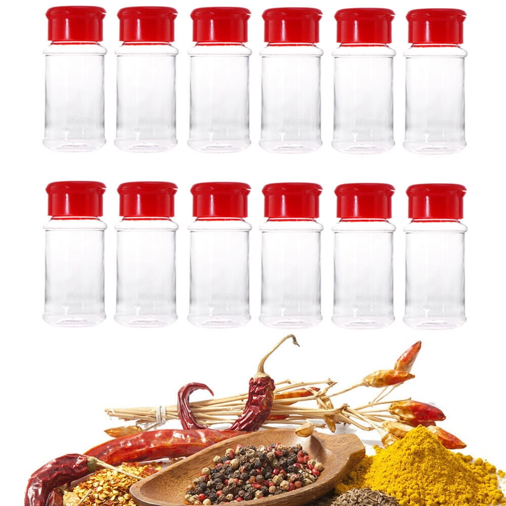 12Pcs Plastic Seasoning Containers Portable Empty Clear Spice Jars ...