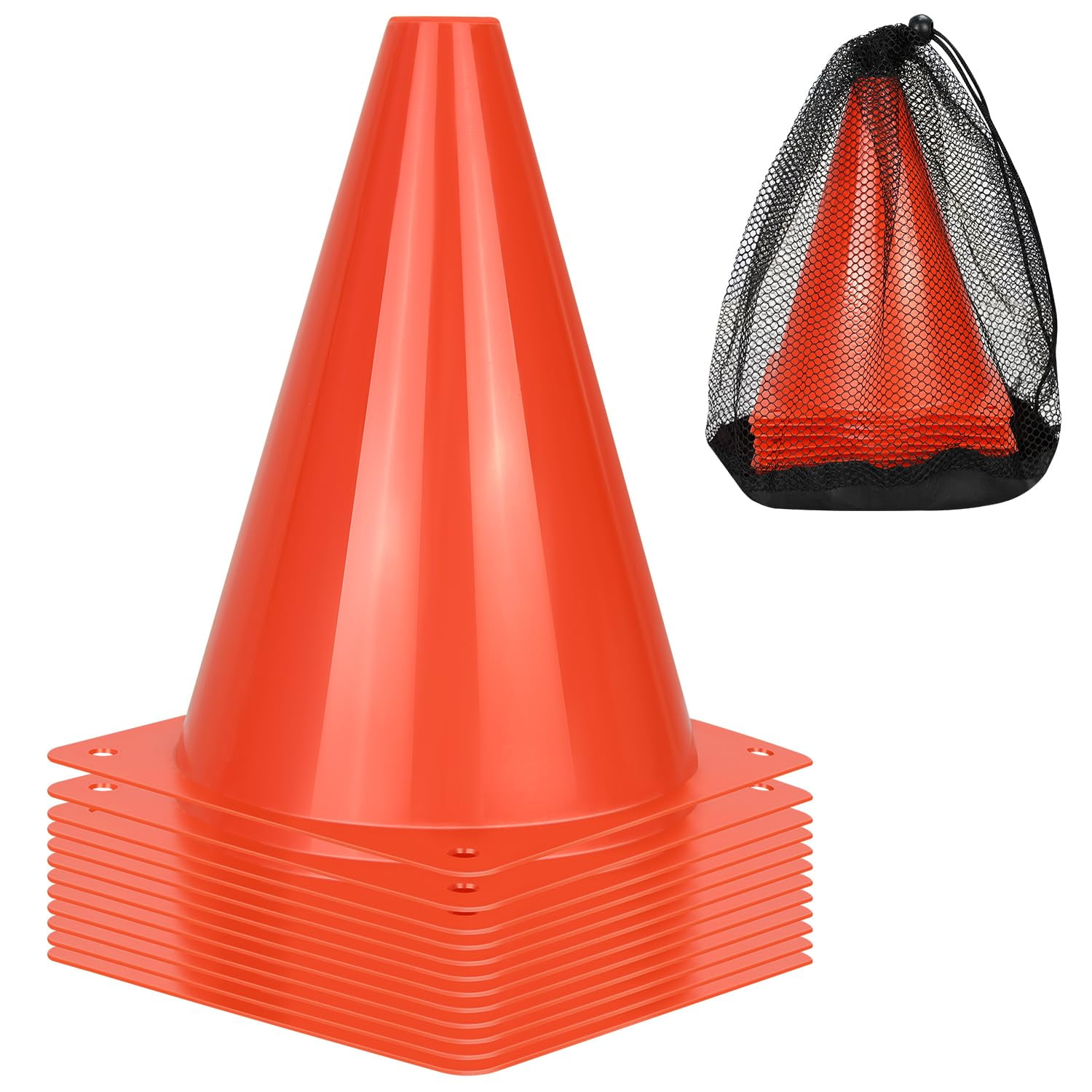 Hunlyman 12Pcs Plastic Training Cones, Orange Soccer Cone for Training ...