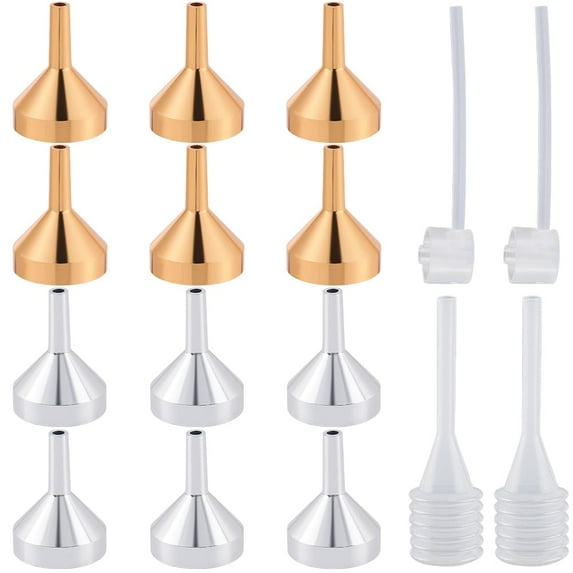 12Pcs Platinum and Gold Mini Aluminum Funnel Metal Essential Oil ...