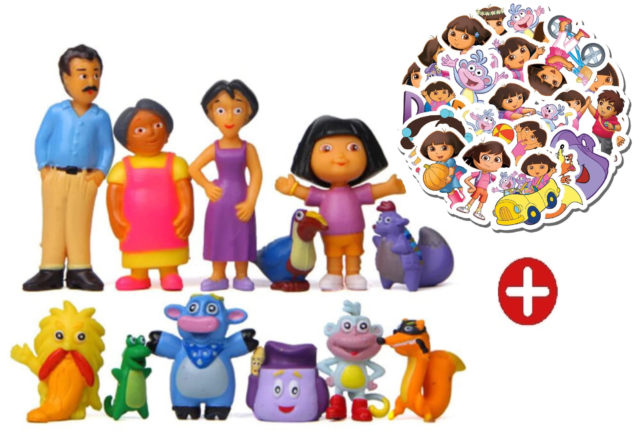 12Pcs Play-set for Dora Figure Birthday Party with 25 Pcs Stickers ...