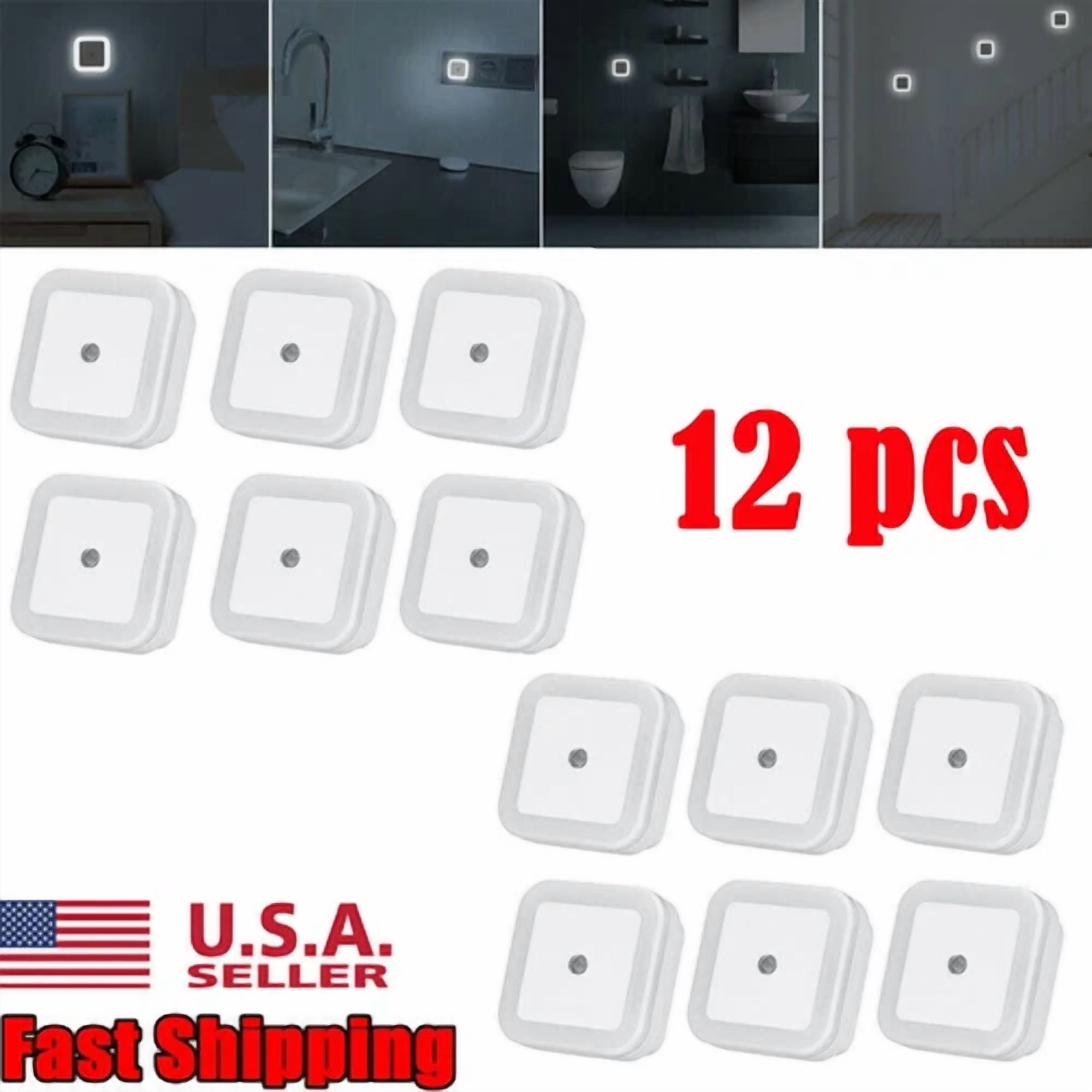 12Pcs Plug-In Led Night Lights Lamp Dusk To Dawn Sensor Hallway Kitchen ...