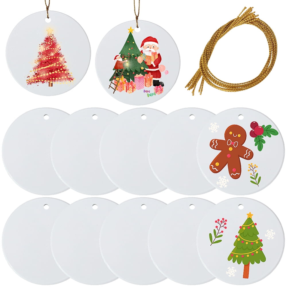 12Pcs Porcelain Heat Transfer Sublimation Blank Pendant Decorations ...