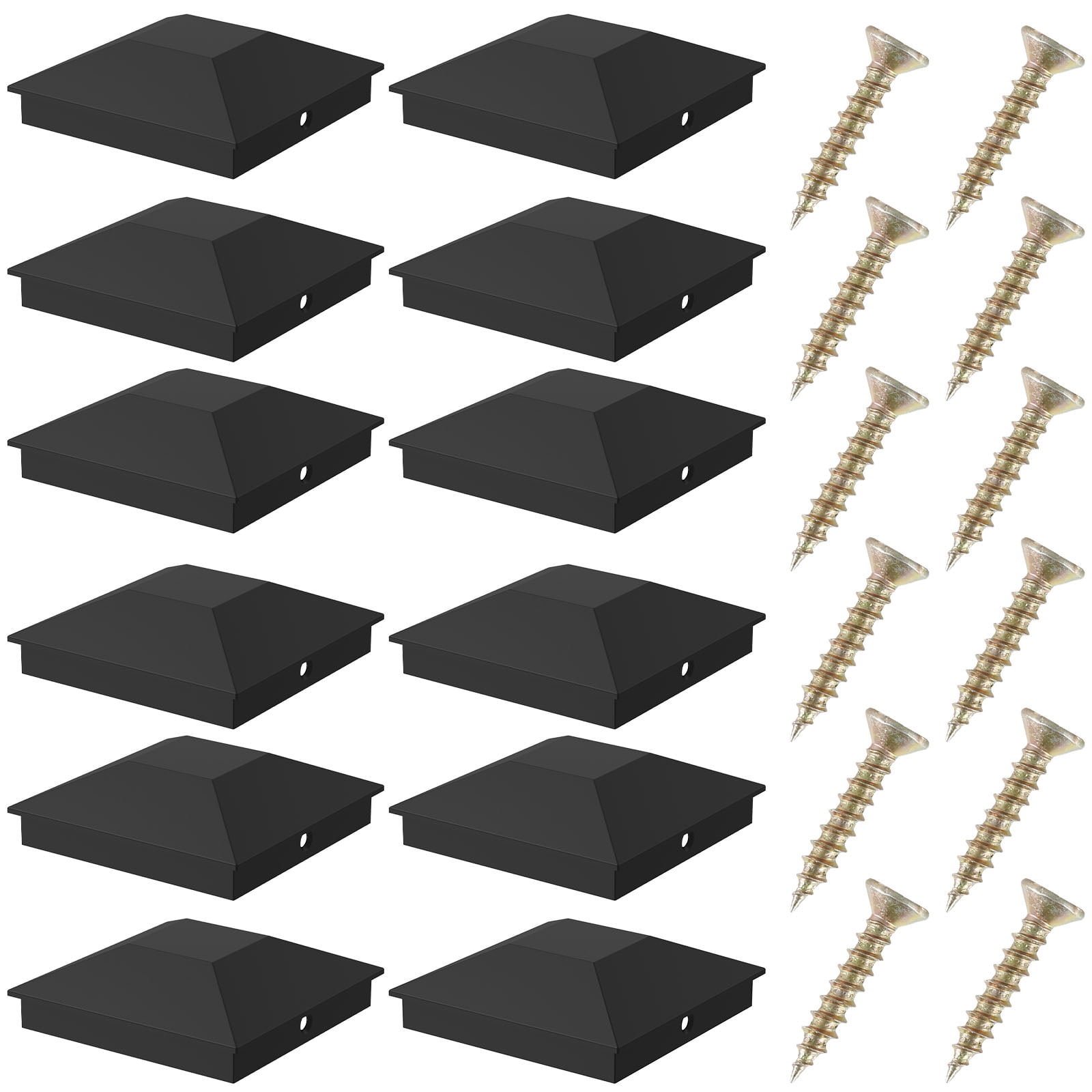 12Pcs Post Caps Sturdy Plastic Post Covers Black Fence Post Caps ...