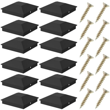 (6-Pack, Black) 4x6 (3 5/8"x 5 5/8") Wood Fence Post Caps, Wooden Fence ...