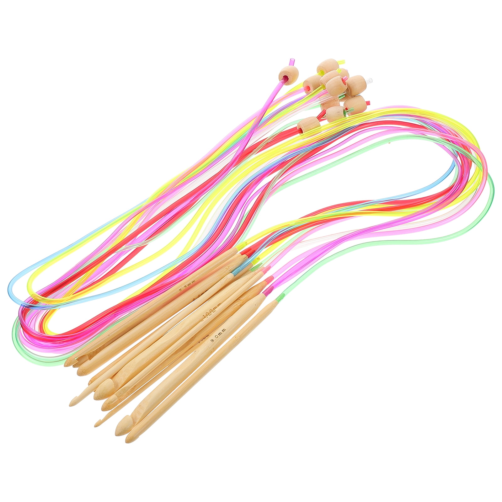 12Pcs Practical Afghan Crochet Hooks Carpet Knitting Needles with Cable ...