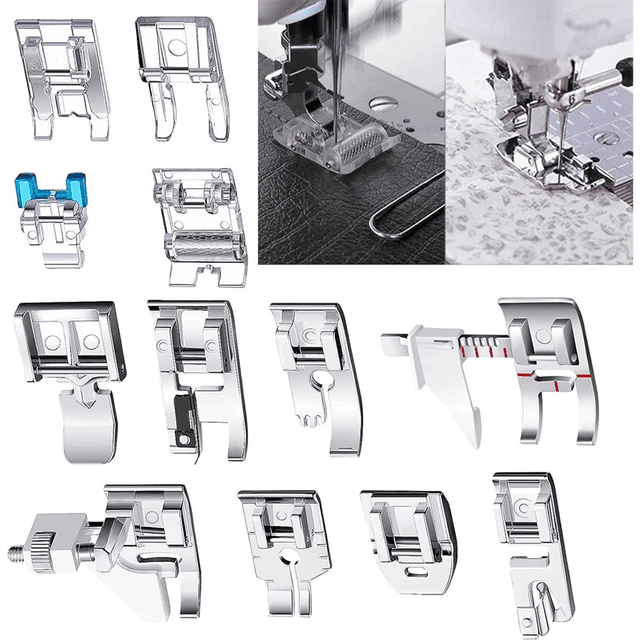 12Pcs Presser Foot Kit,Straigh Foot, Roller Foot, Snap on Sewing ...