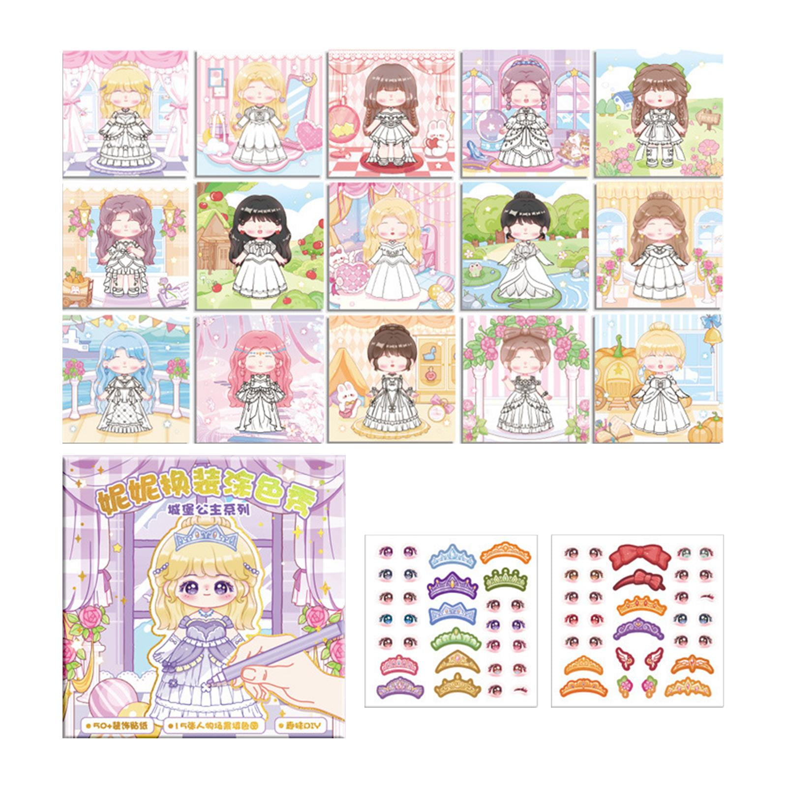 12Pcs Princess Themed Face Stickers Make A Face Sticker Book for Kids ...