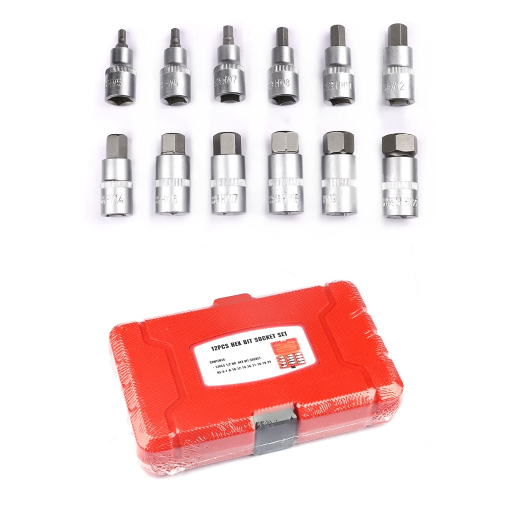 12Pcs Professional 1/2inch Drives Impact Hexagon Bit Set Hexagon Driver ...