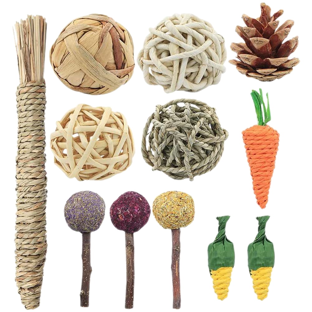 12Pcs Rabbit Chew Toys Cage Accessories Small Animals Chewing Toys for ...