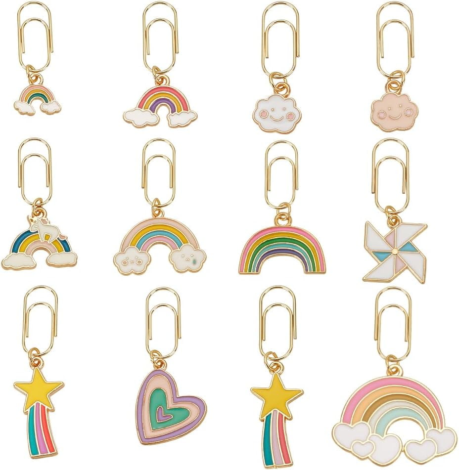 12Pcs Rainbow Theme Paperclips 1.3~1.9 Inch Metal Paper Clip with Alloy ...