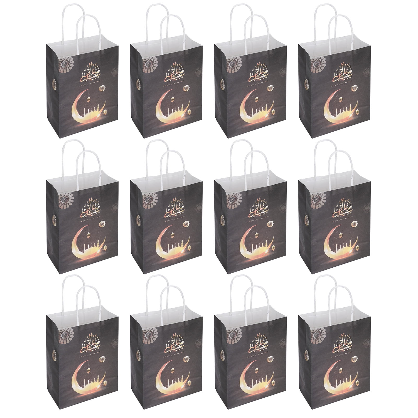 12Pcs Ramadan Gift Bag with Rope Handle Paper Packing Decorations Tote ...