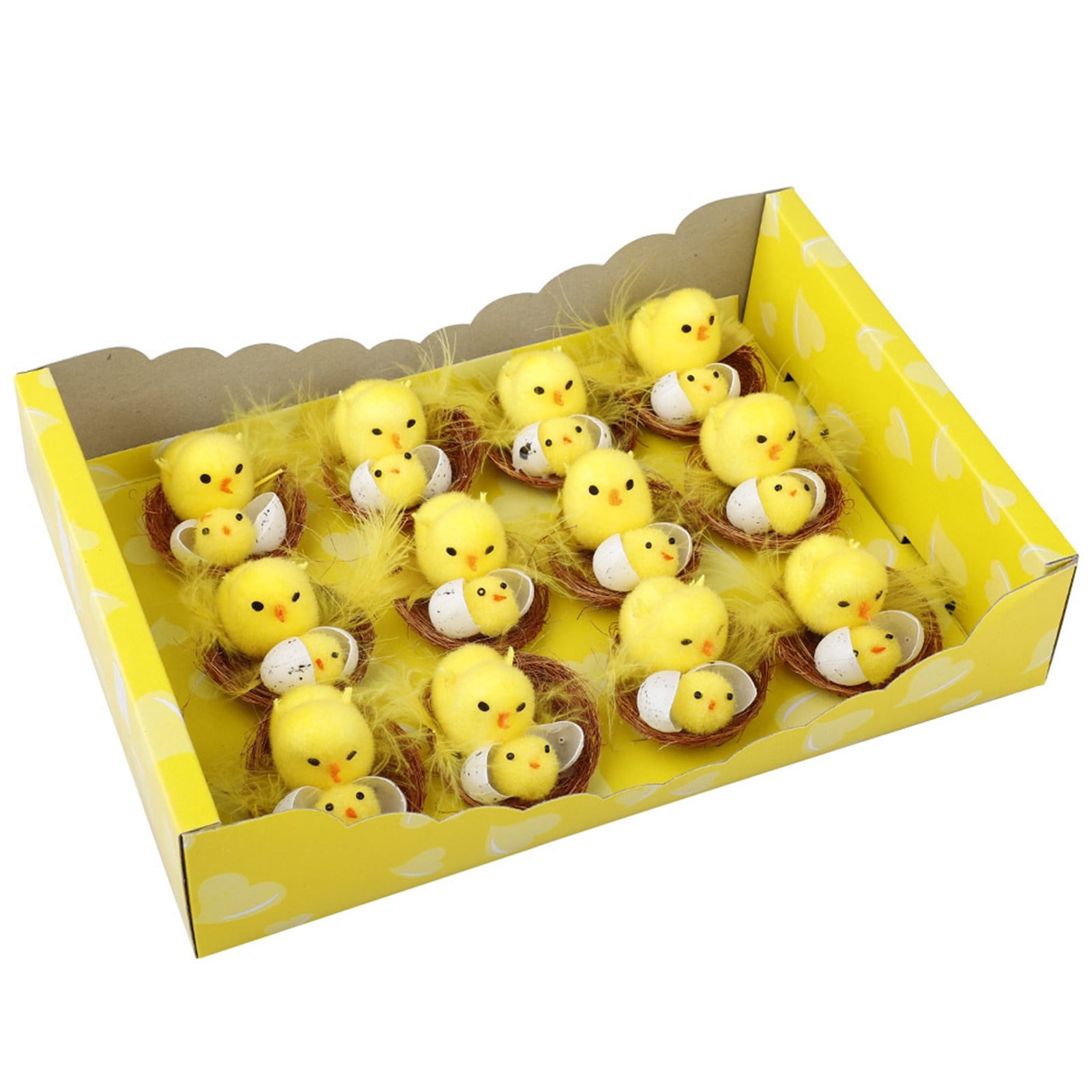 12Pcs Realistic Yellow Furry Baby Chicks with Chicken Nest and Gifts ...