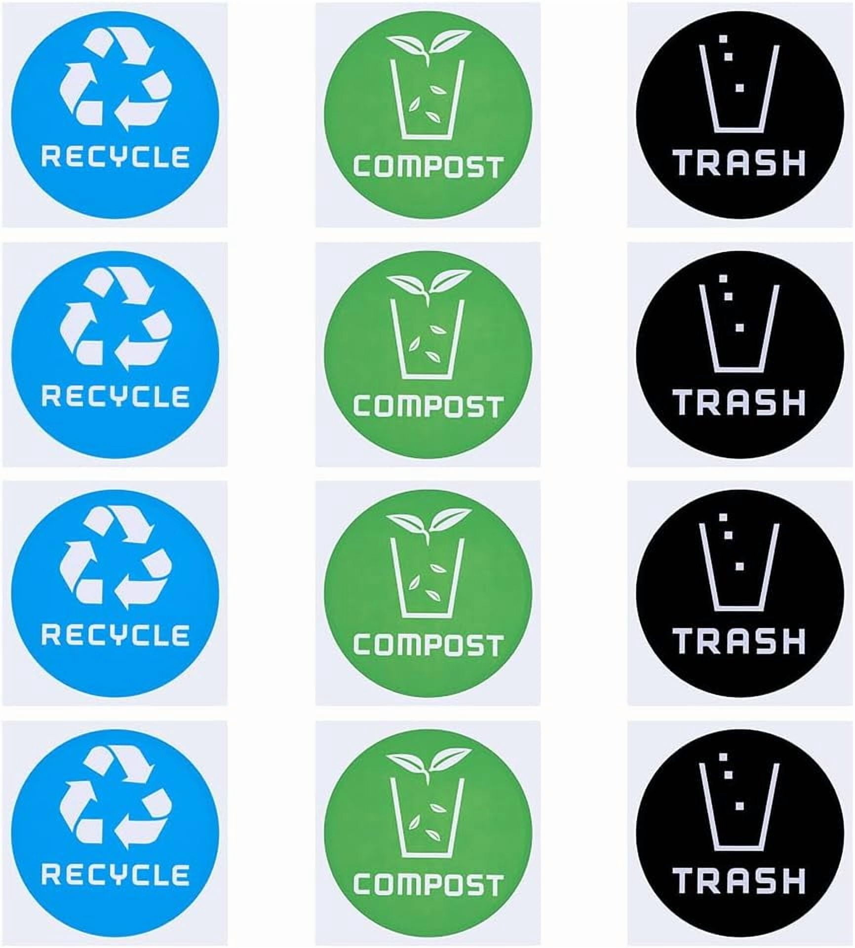 12Pcs Recycle Sticker Trash Bin Label 4.21x4.21 Recycle Trash Compost ...