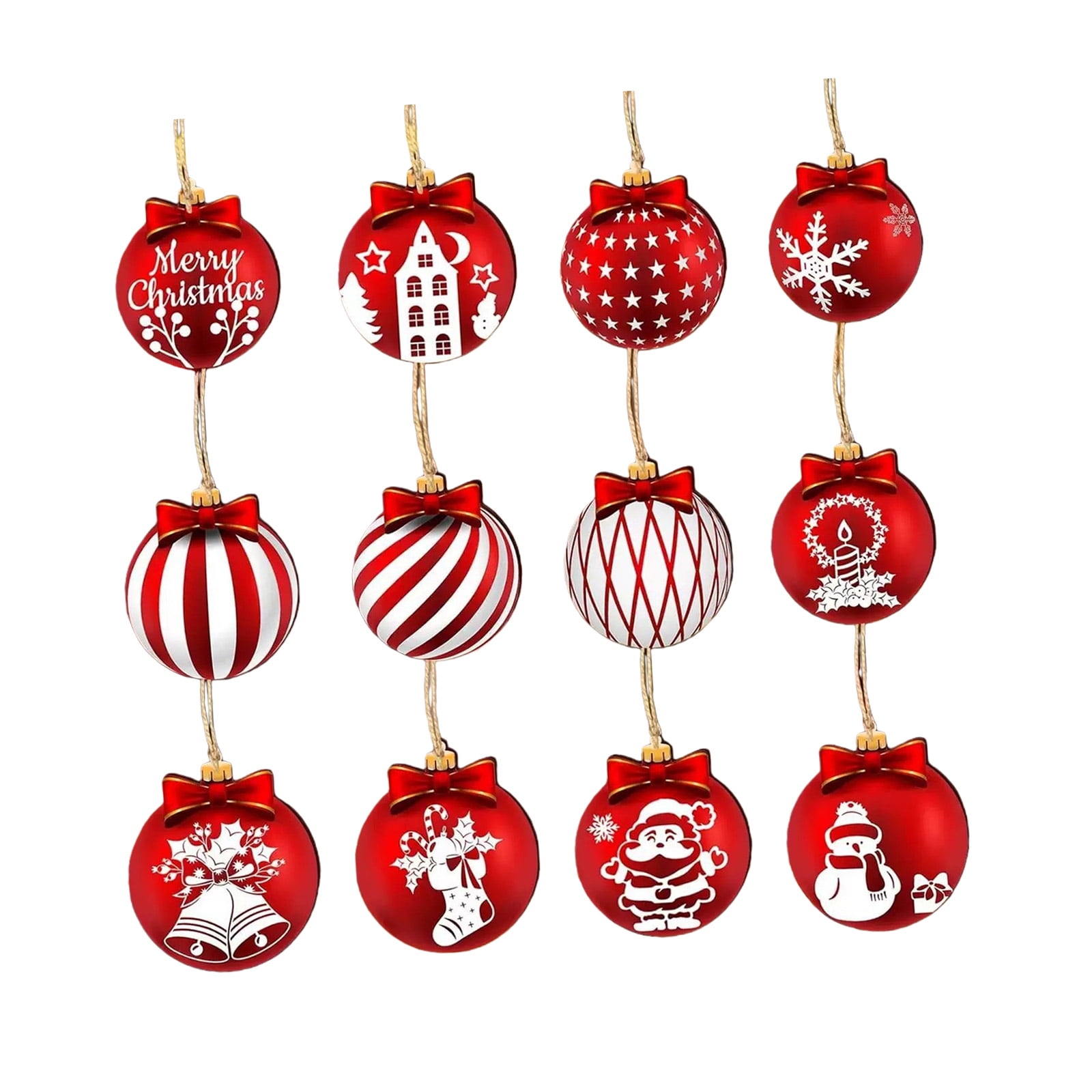12Pcs Red Sphere Festival Ornament With Pre Drilled Holes For Easy ...