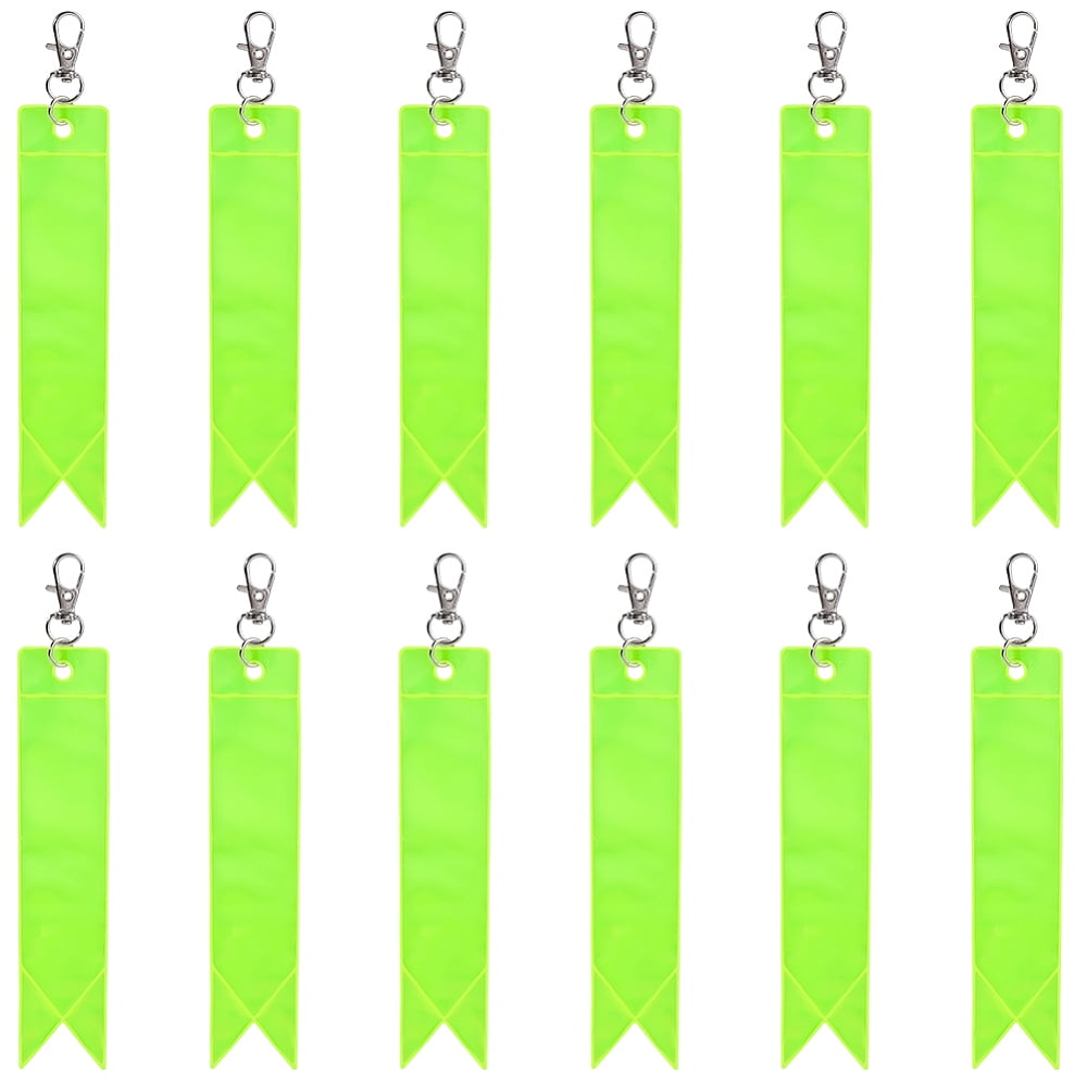 12Pcs Reflective Strip Keychain Gear Key Chain with Alloy Clasps Dark ...