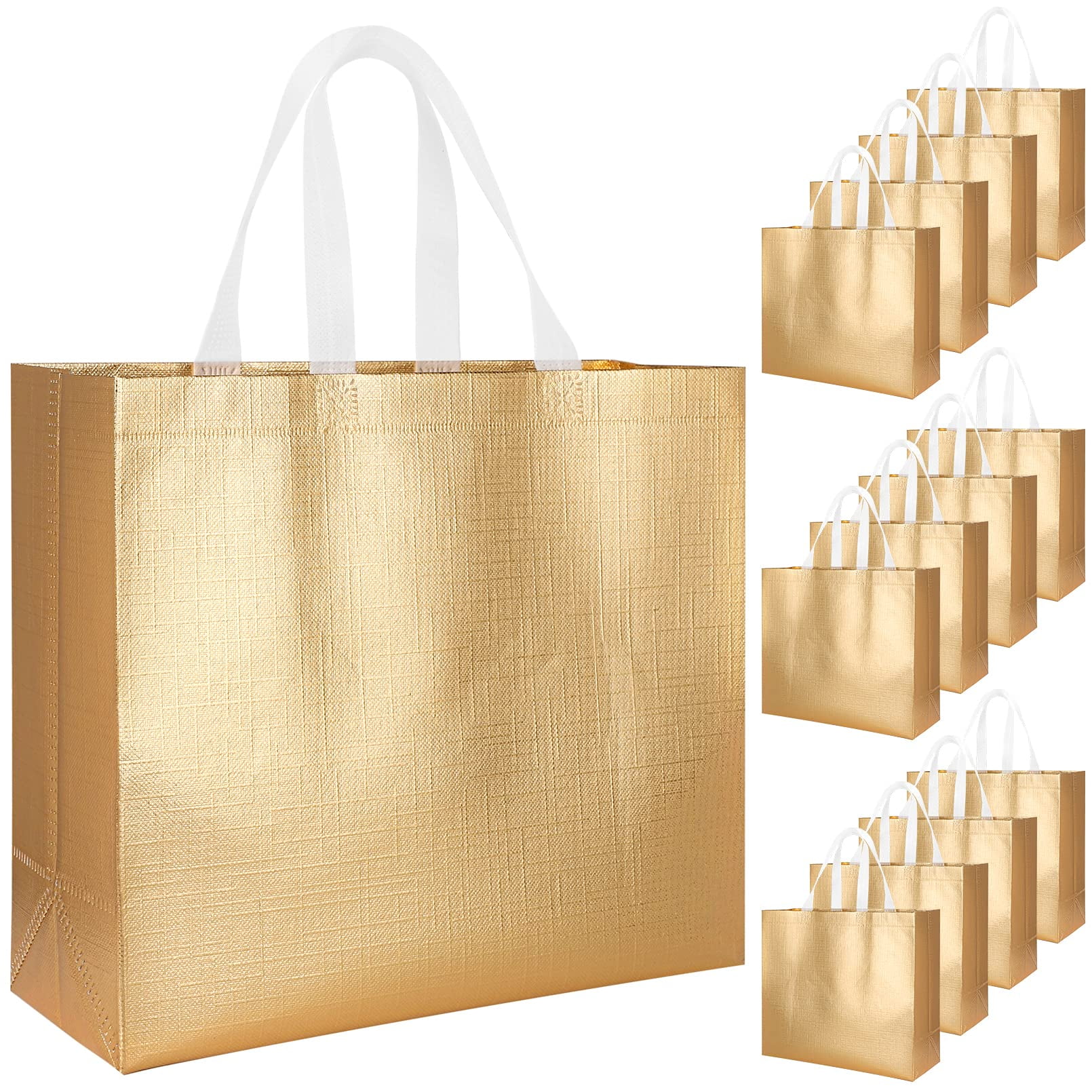 12Pcs Reusable Gift Bags,Glossy Tote Bags with Handle,Glossy Finish ...