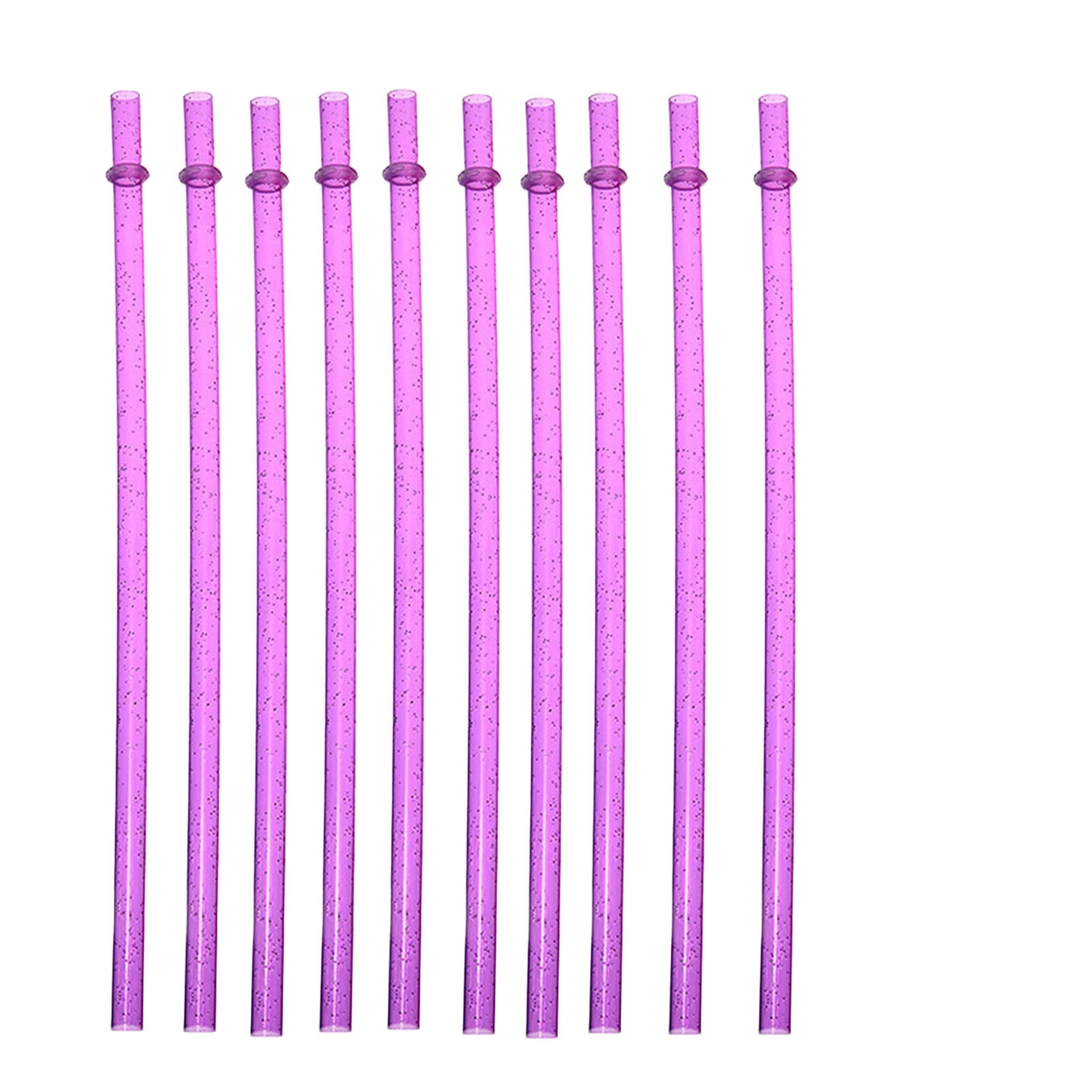 12Pcs Reusable Hard Plastic Drinking Straws Purple Glitter Replacements ...